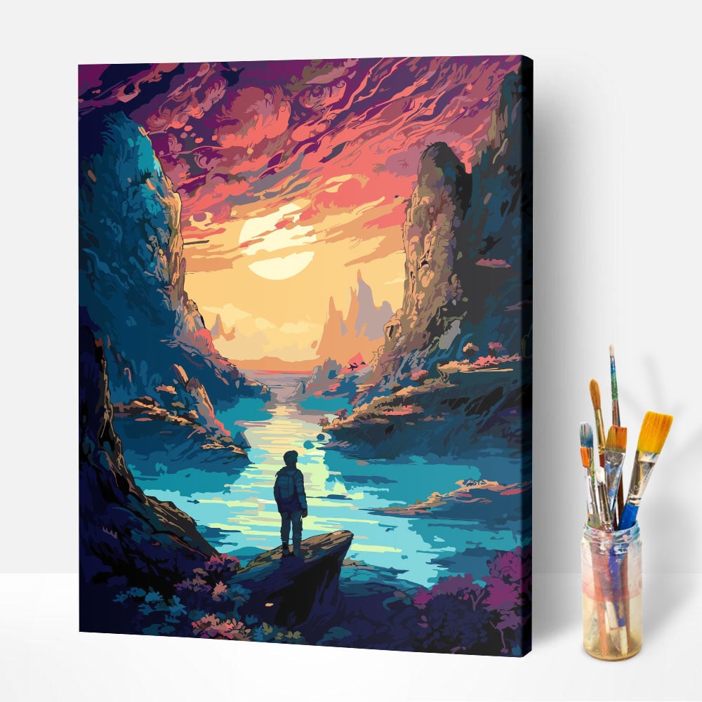 DIY Malen nach Zahlen Set für Erwachsene - Fantasy sunset view